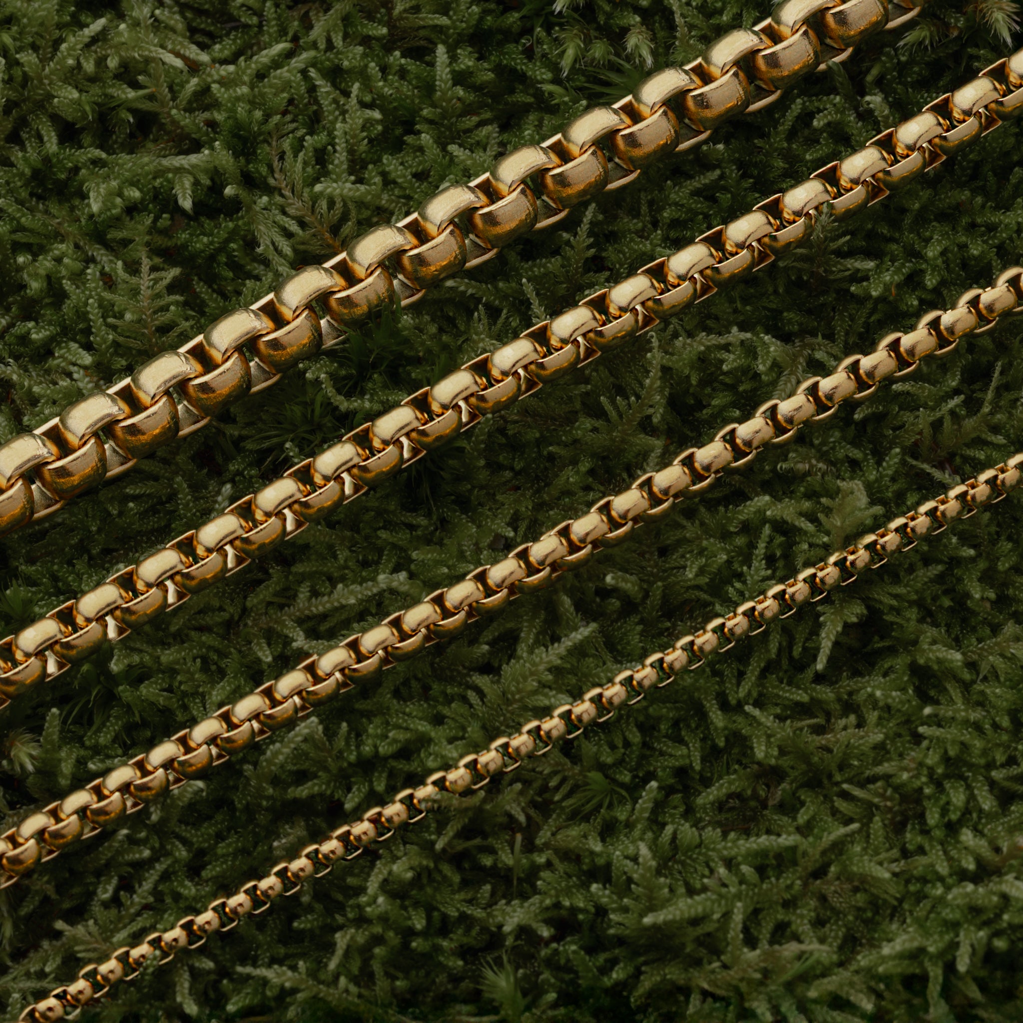 Round Box Chain, Guldpläterad – Grimfrost Intl